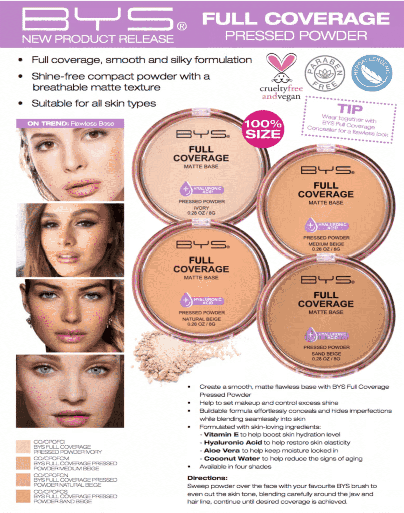 BYS Full Coverage Matte Base Pressed Powder 8 g.